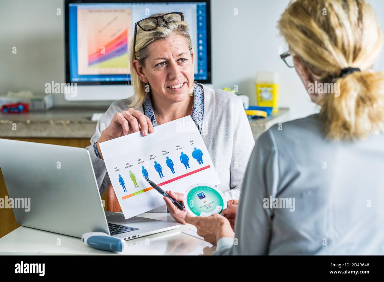 Monitoring of a patient's body mass curve (BMI) using a BMI disc Stock ...