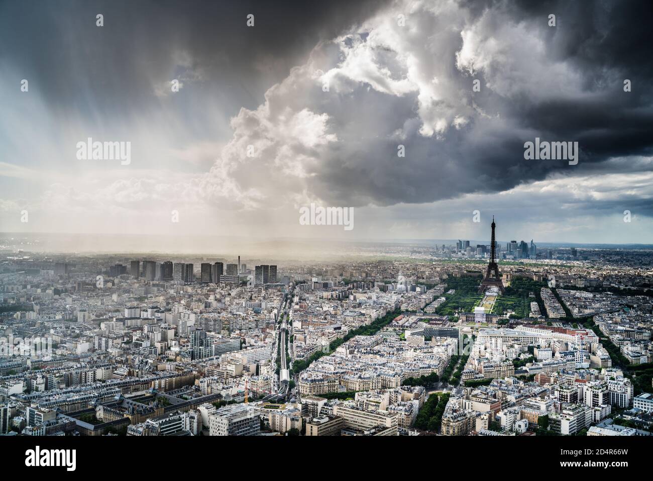 View of western Paris and the Eiffel Tower from the Montparnasse Tower ...