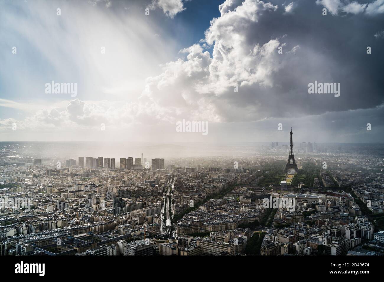 View of western Paris and the Eiffel Tower from the Montparnasse Tower ...