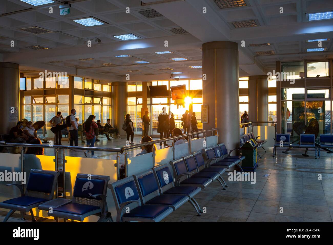 Interior and exterior view of Konak Ferry Terminal which is a passenger ...