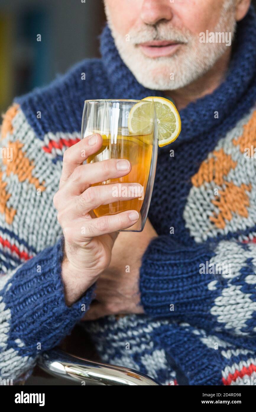 Senior man drinking cold hi-res stock photography and images - Alamy