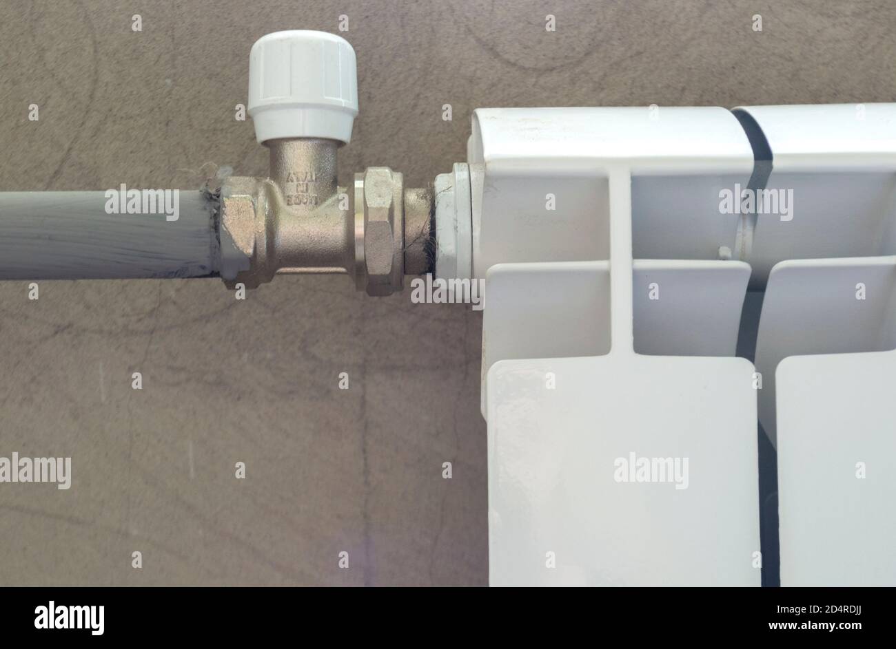 Thermostat of regulator on heating system in modern radiator Stock ...