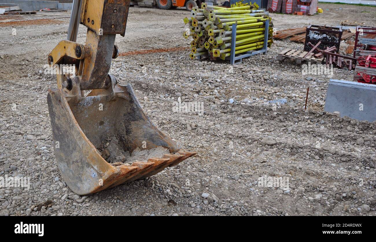 Bagger excavator on a construction site Stock Photo - Alamy