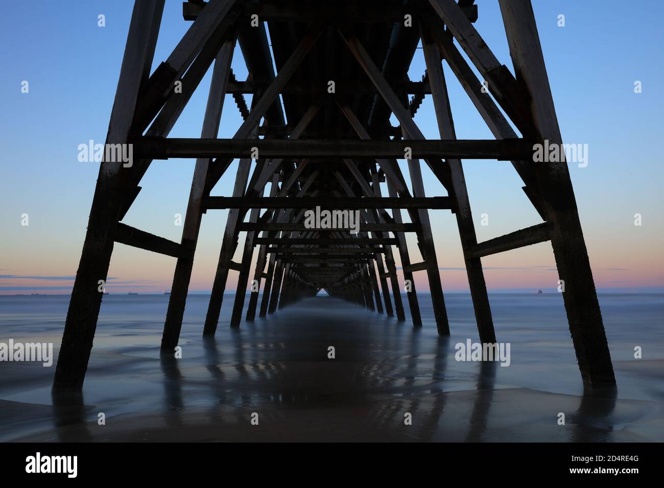 Abstract view of a wooden derelict Pier at Hartlepool, County Durham ...