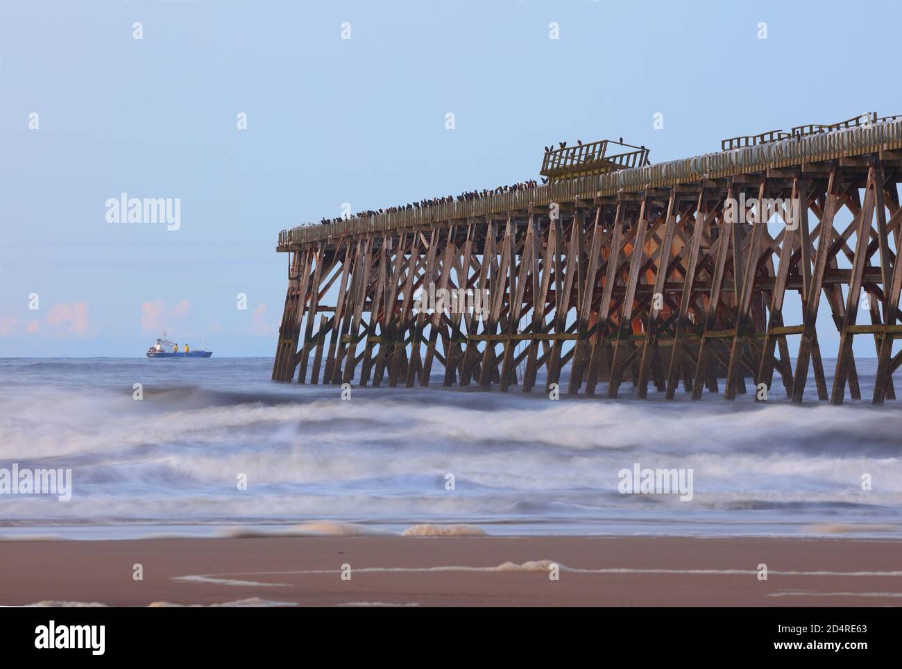 View of a Disused Pier in rough seas at Hartlepool, County Durham ...