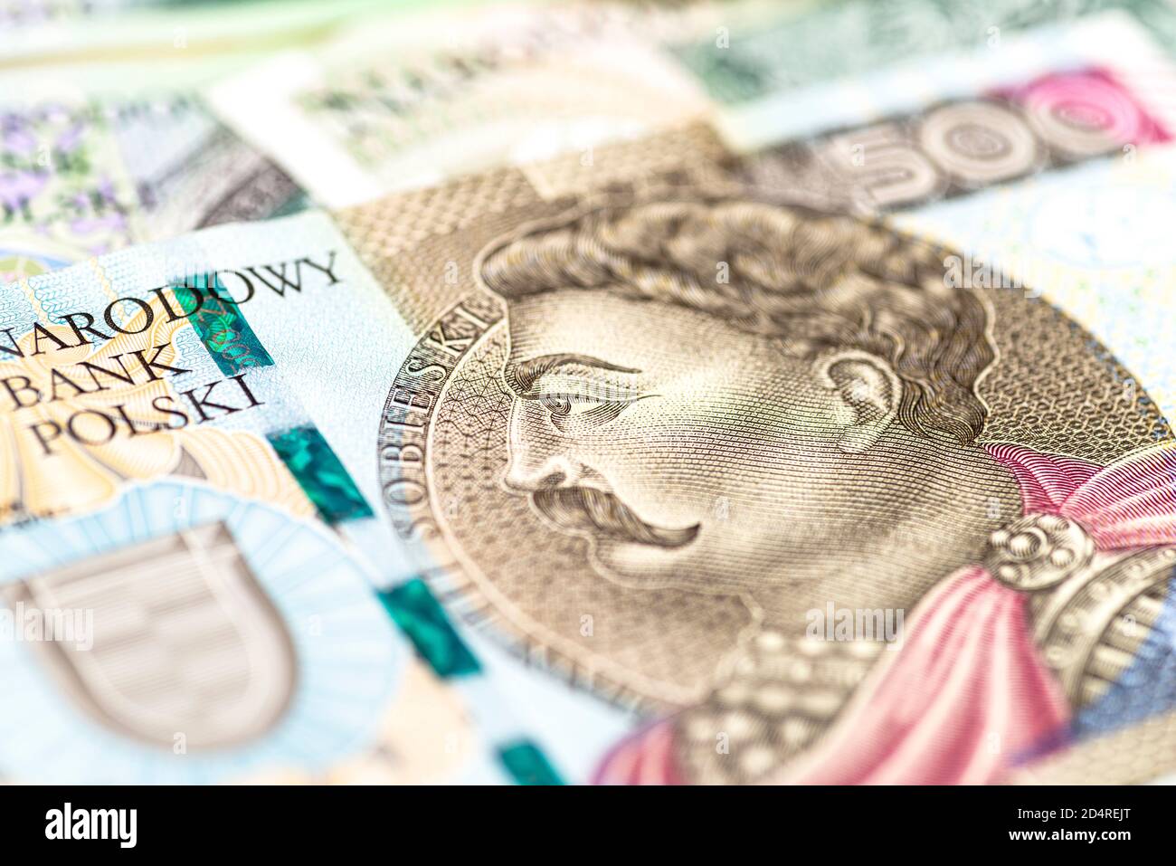 Macro photo of the front side of the rare Polish 500 zloty banknote ...