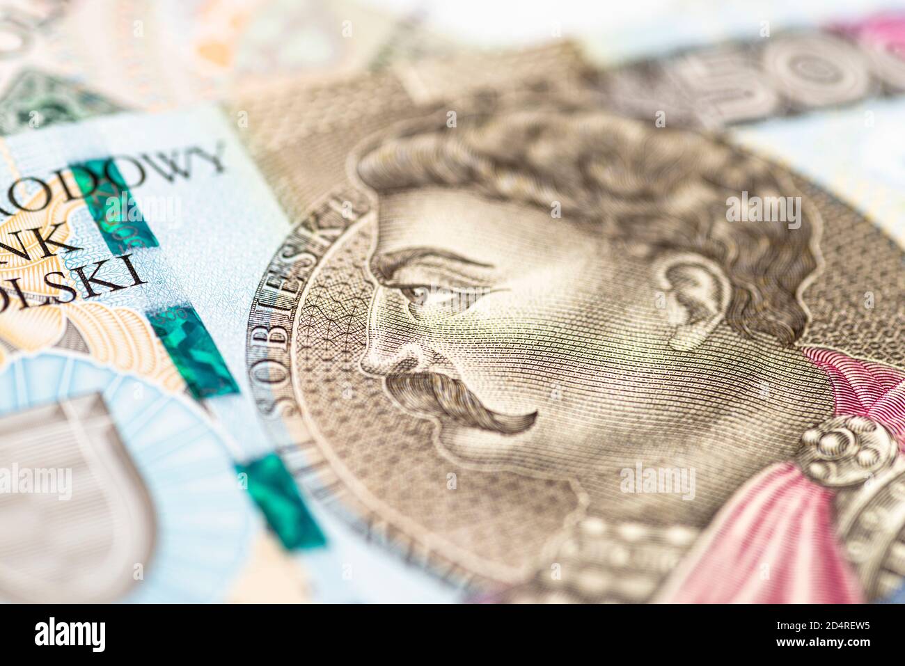 Macro photo of the front side of the rare Polish 500 zloty banknote ...