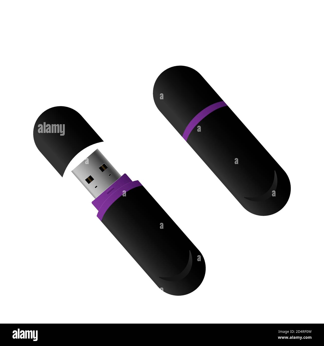 USB flash drive in black color. stock vector illustration Stock Vector ...