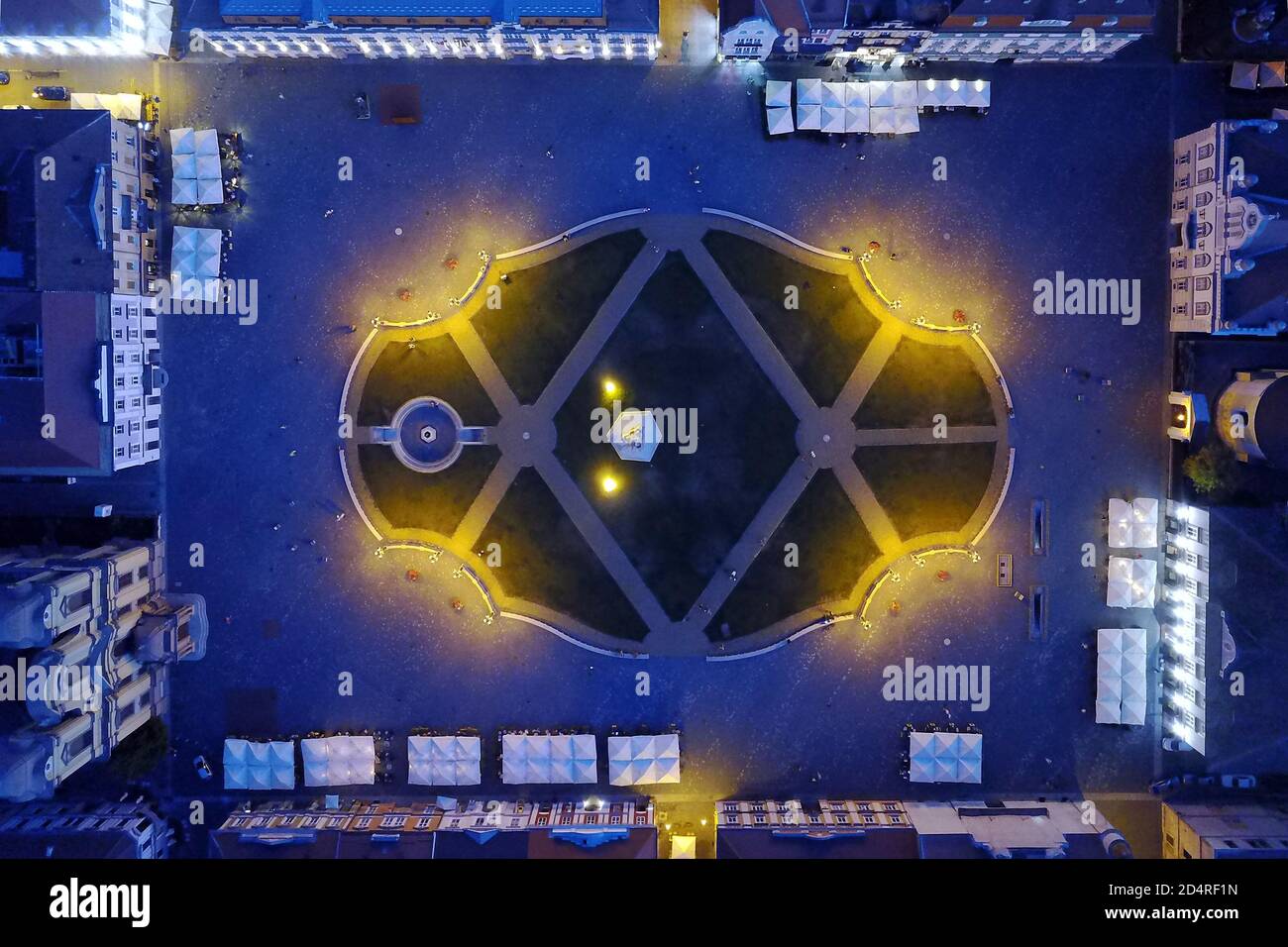 Aerial view of Piata Unirii (Union Square) in Timisoara, Romania at ...