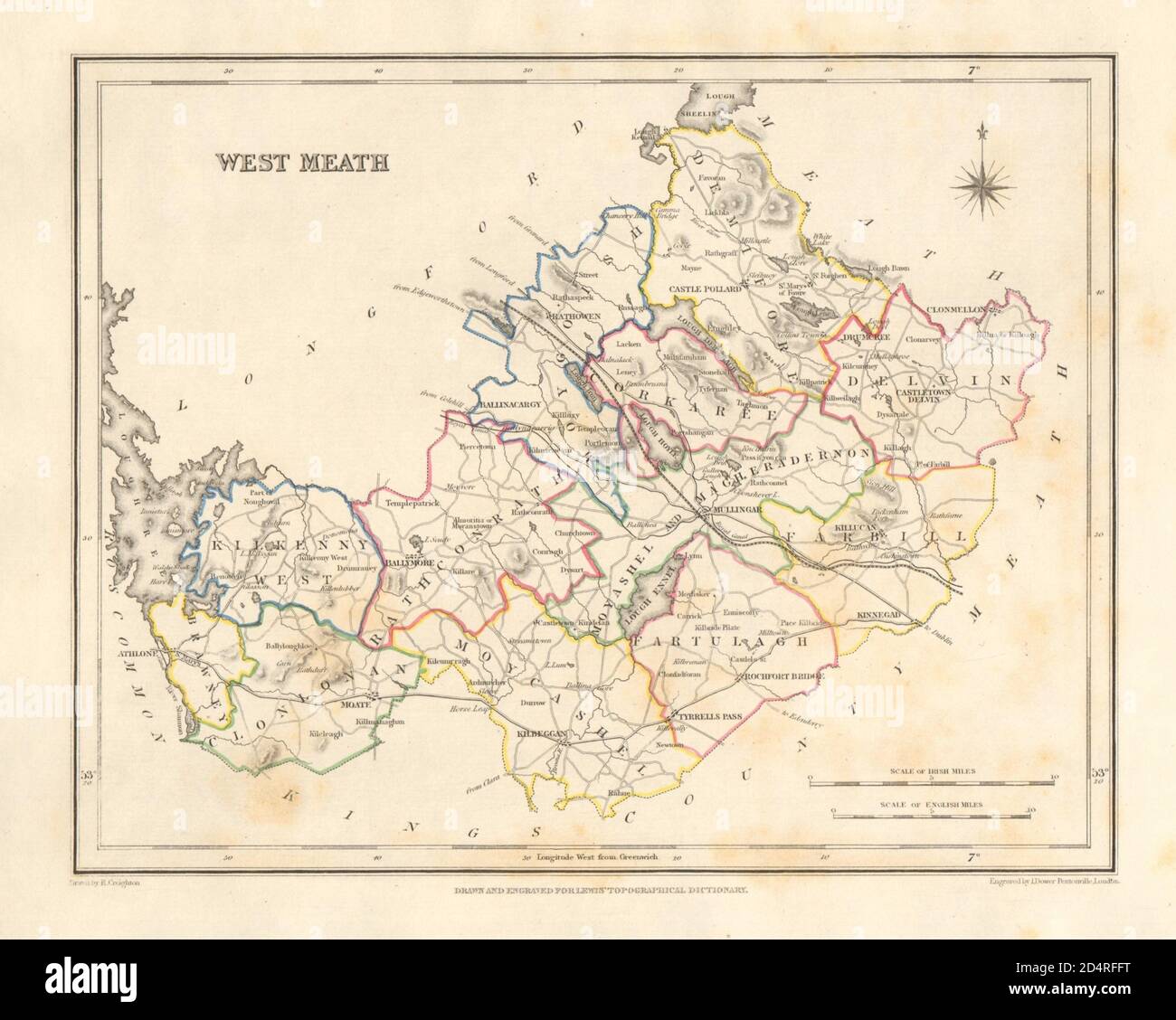 COUNTY WESTMEATH antique map for LEWIS by DOWER & CREIGHTON. Ireland ...