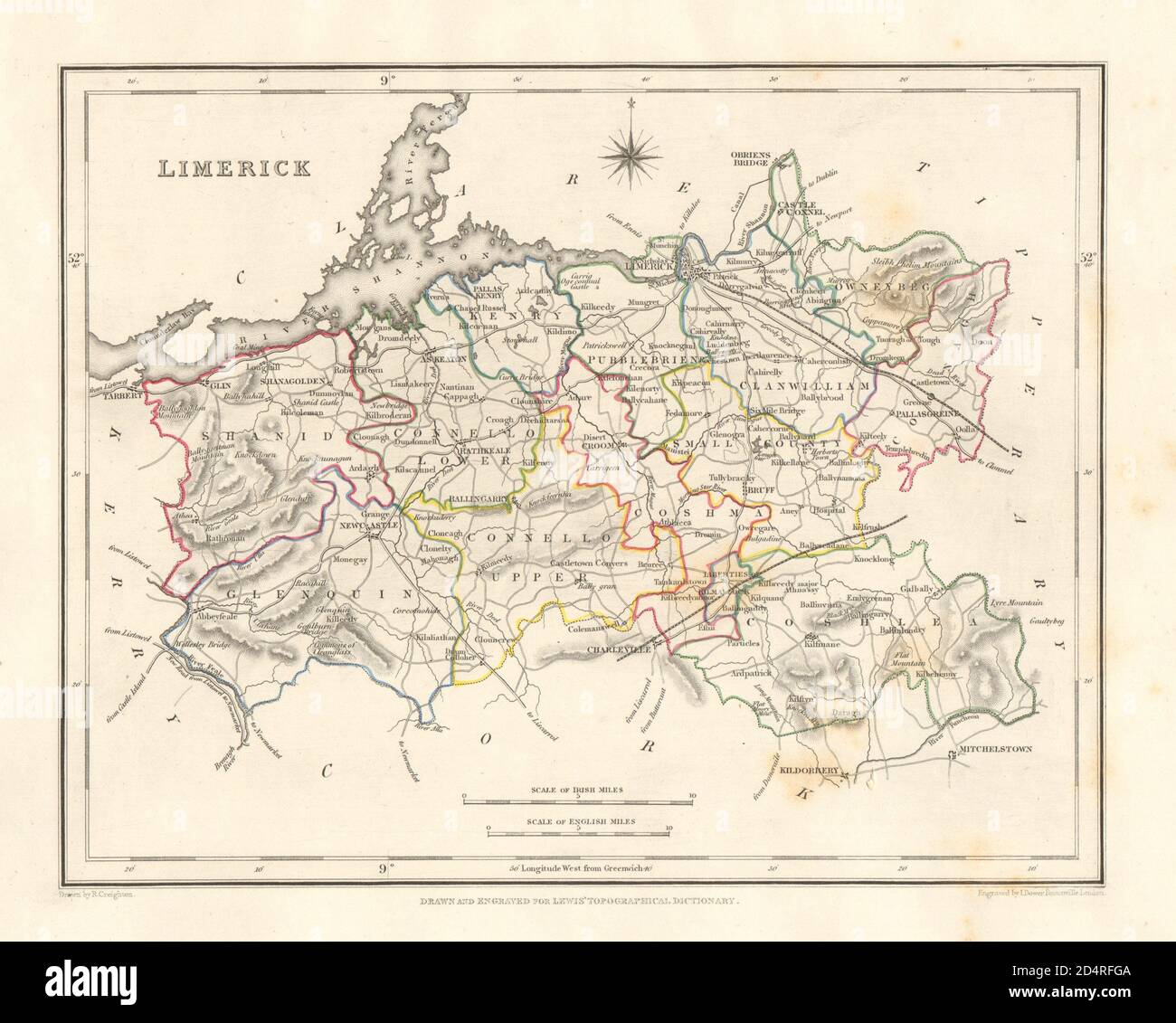 COUNTY LIMERICK antique map for LEWIS by DOWER & CREIGHTON. Ireland ...