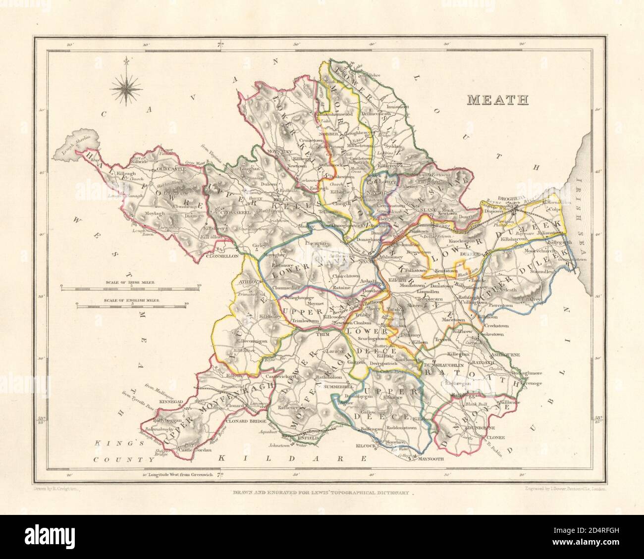 COUNTY MEATH antique map for LEWIS by DOWER & CREIGHTON. Ireland 1846 ...