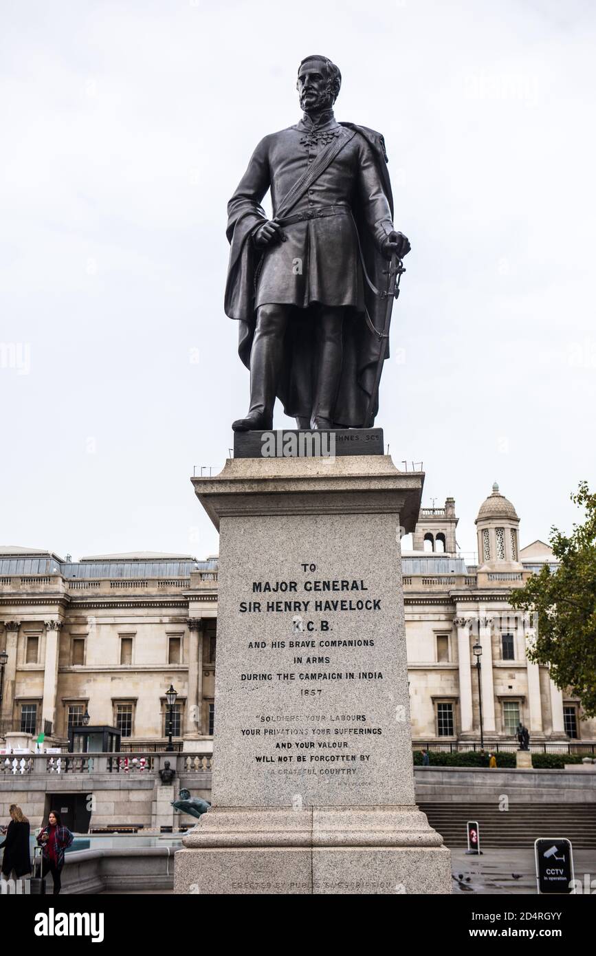 Major General Sir Henry Havelock statue at Trafalgar Square Stock Photo ...