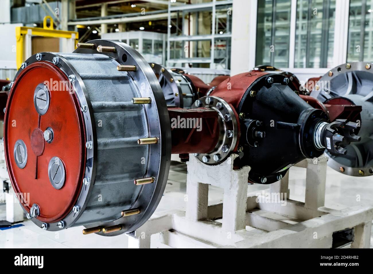 Close-up disassembled tractor reduction axle on modern tractor Stock ...