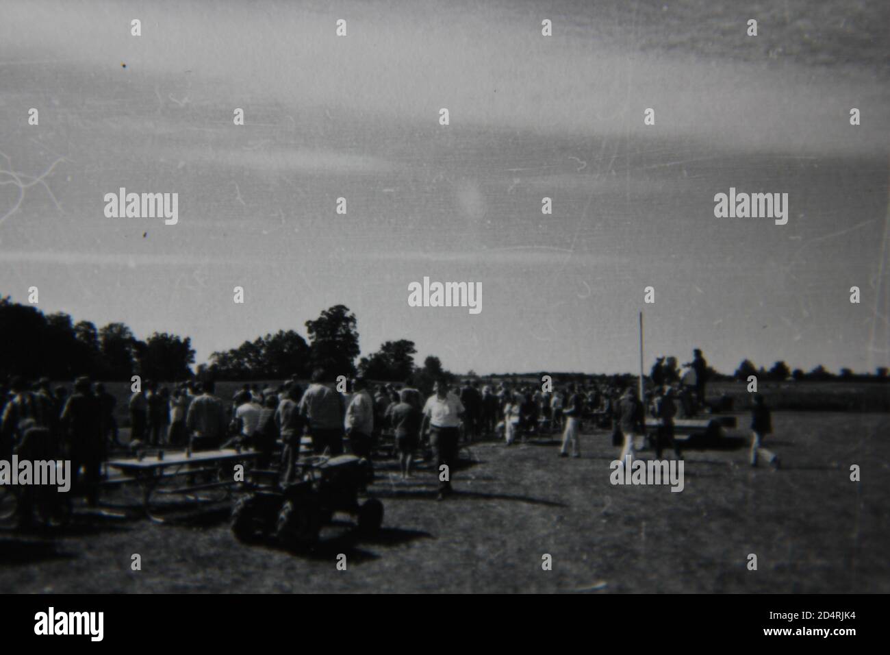 Fine 1970s vintage black and white photography of a tractor pull ...