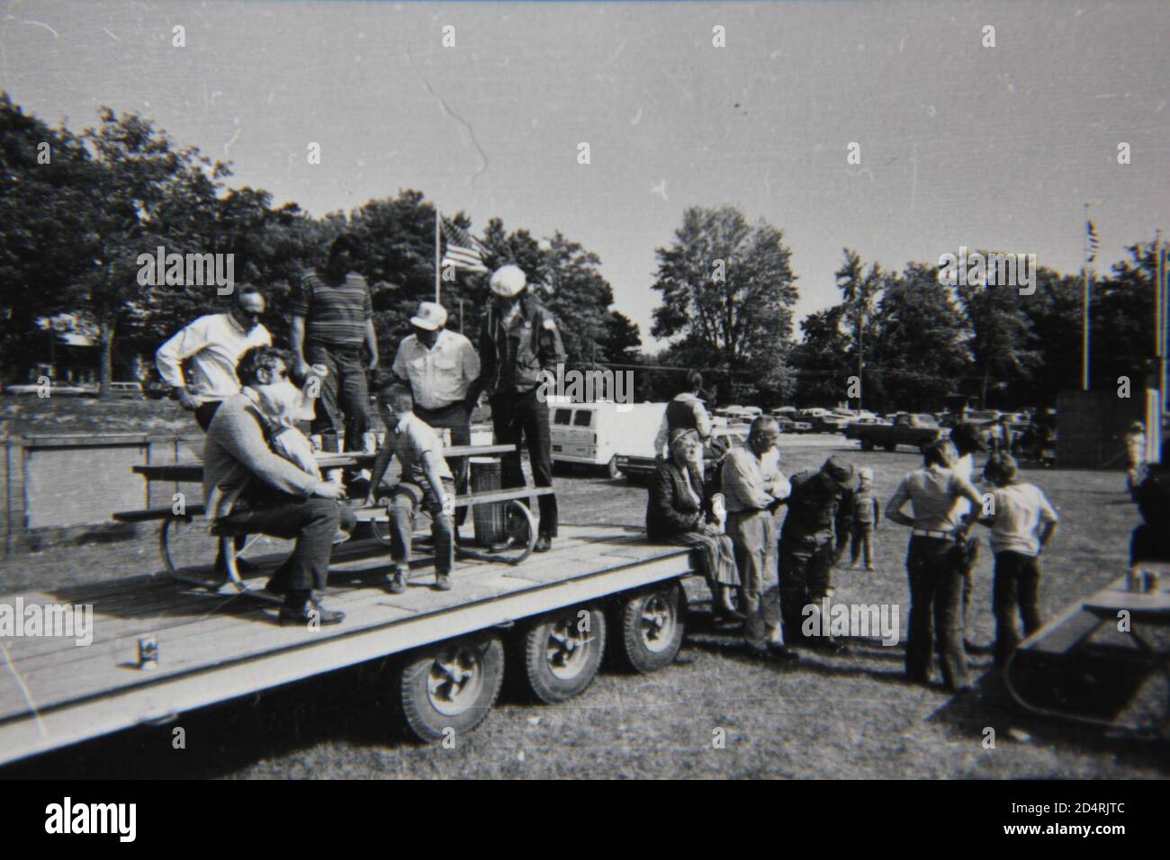 Fine 1970s vintage black and white photography of a tractor pull ...