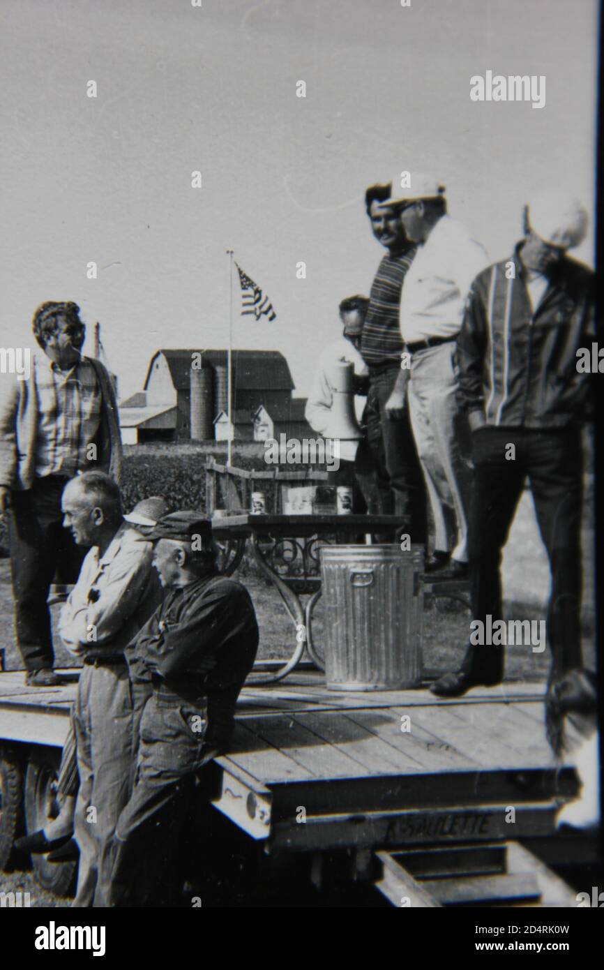 Fine 1970s vintage black and white photography of a tractor pull ...
