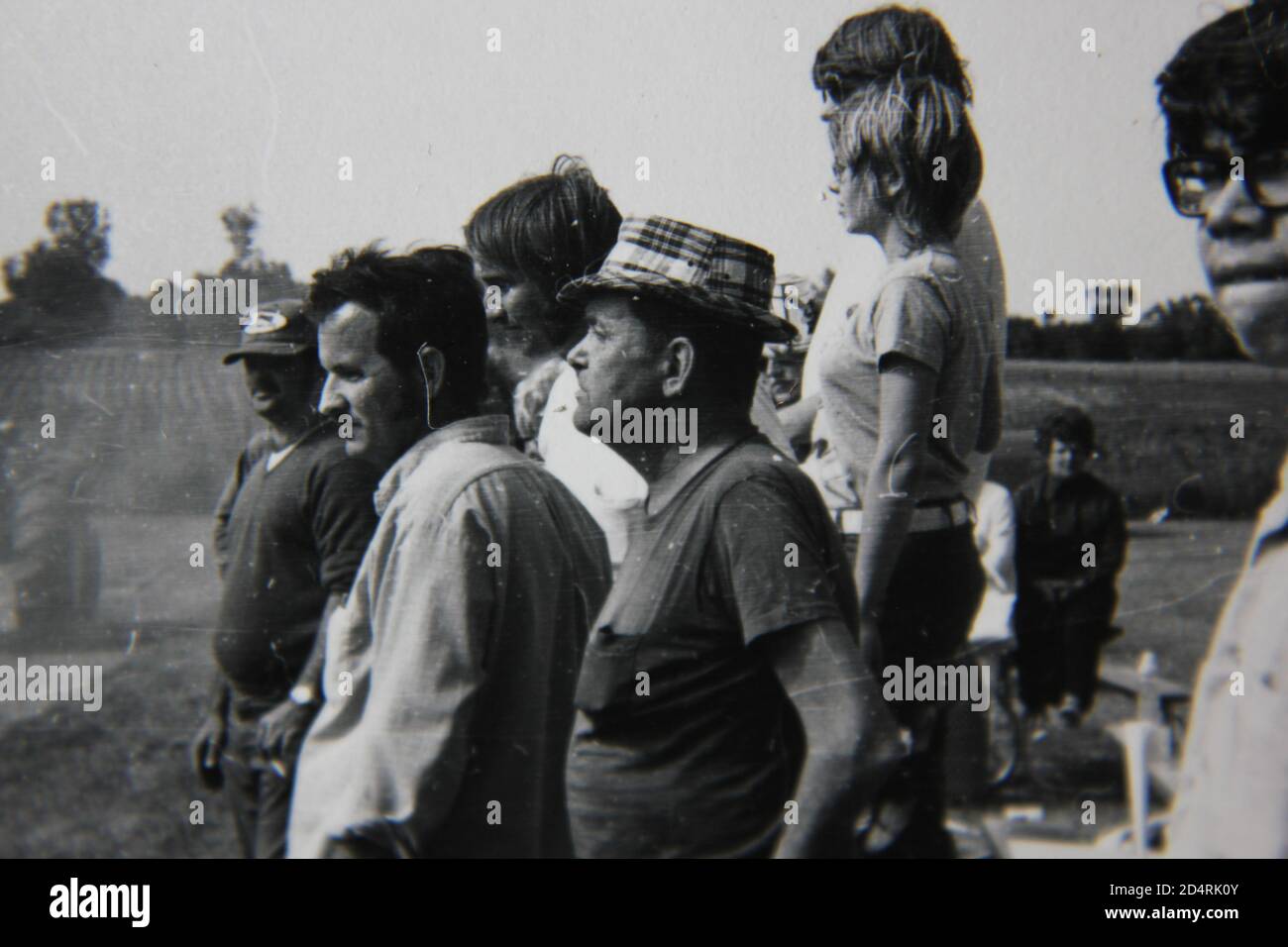Fine 1970s vintage black and white photography of a tractor pull ...