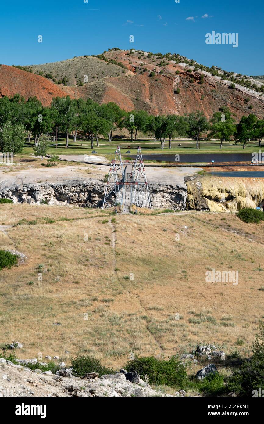 View of Hot Springs State Park in Thermopolis, Wyoming, a geothermal ...