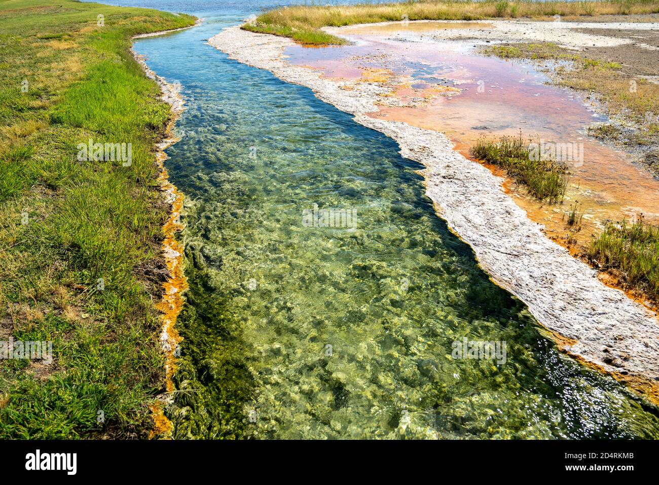 Close up of the beautiful, colorful hot springs mineral water with ...
