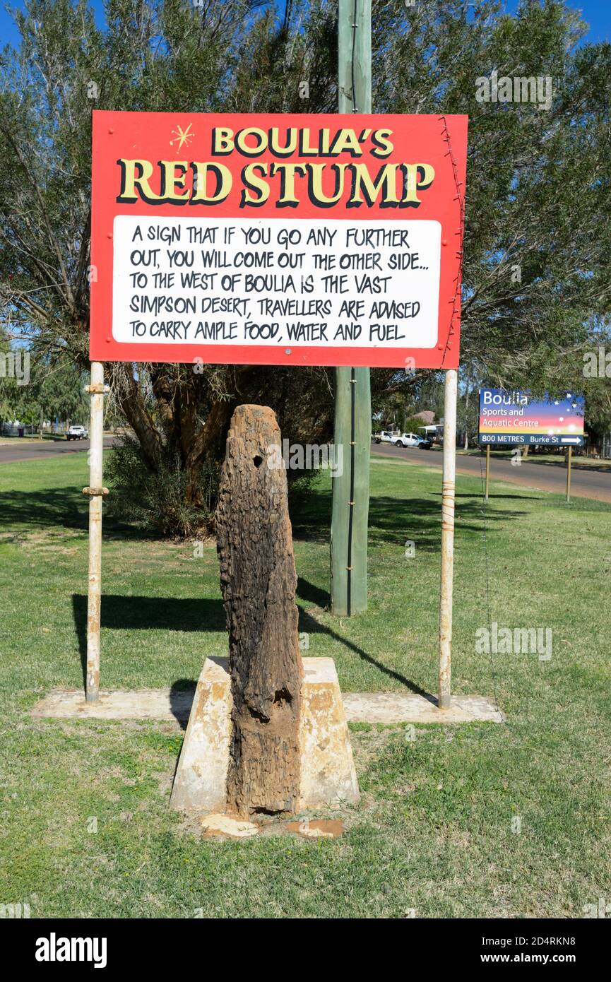 Boulia's Red Stump, a humorous tourist attraction in Herbert Street ...