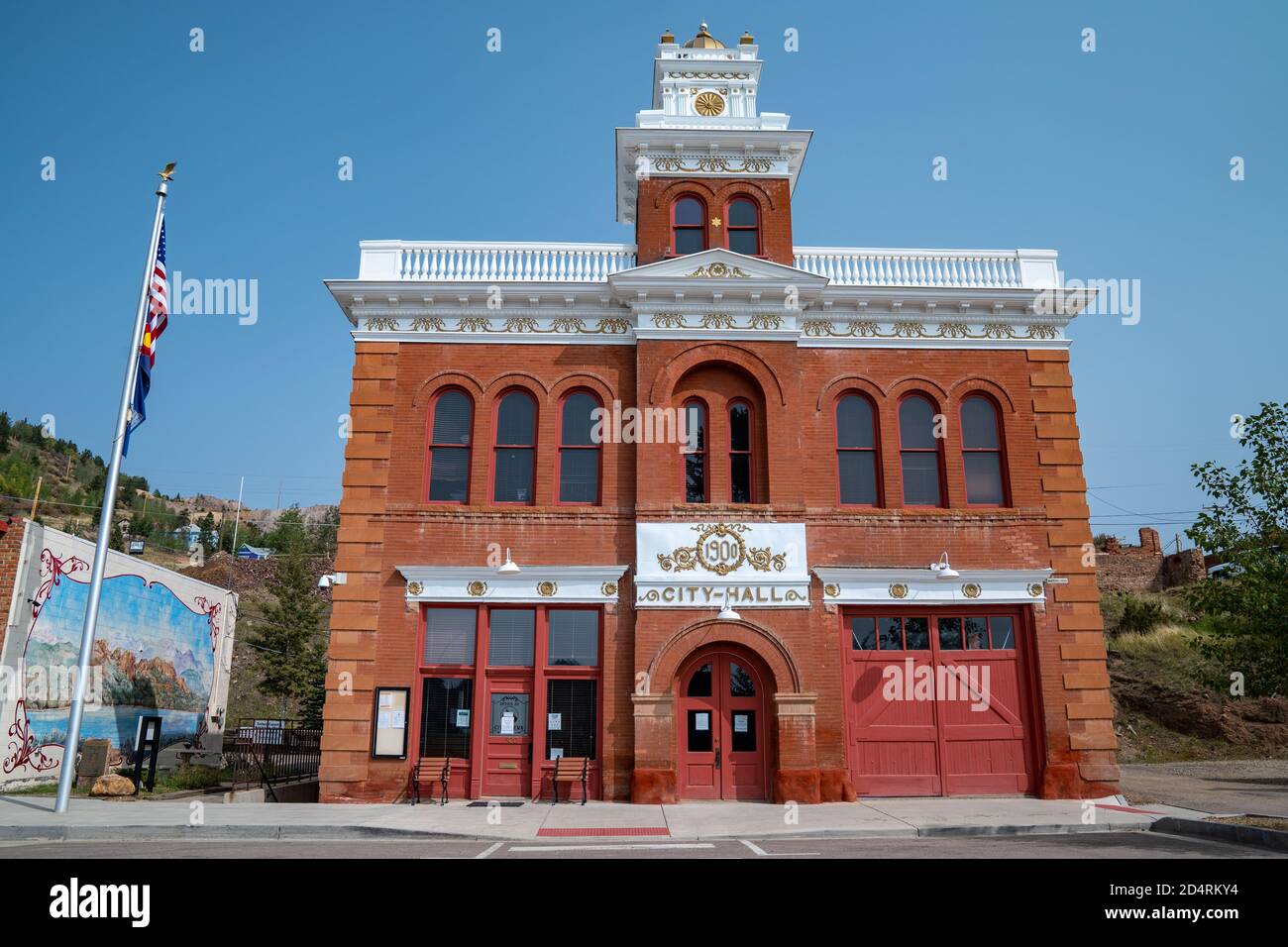 Victor, Colorado - September 17, 2020: View of the historic city hall ...