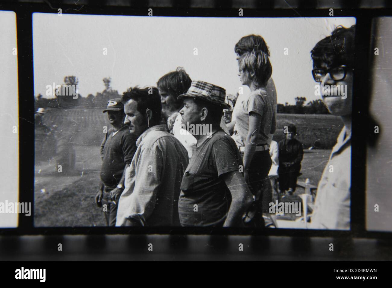 Fine 1970s vintage black and white photography of a tractor pull ...