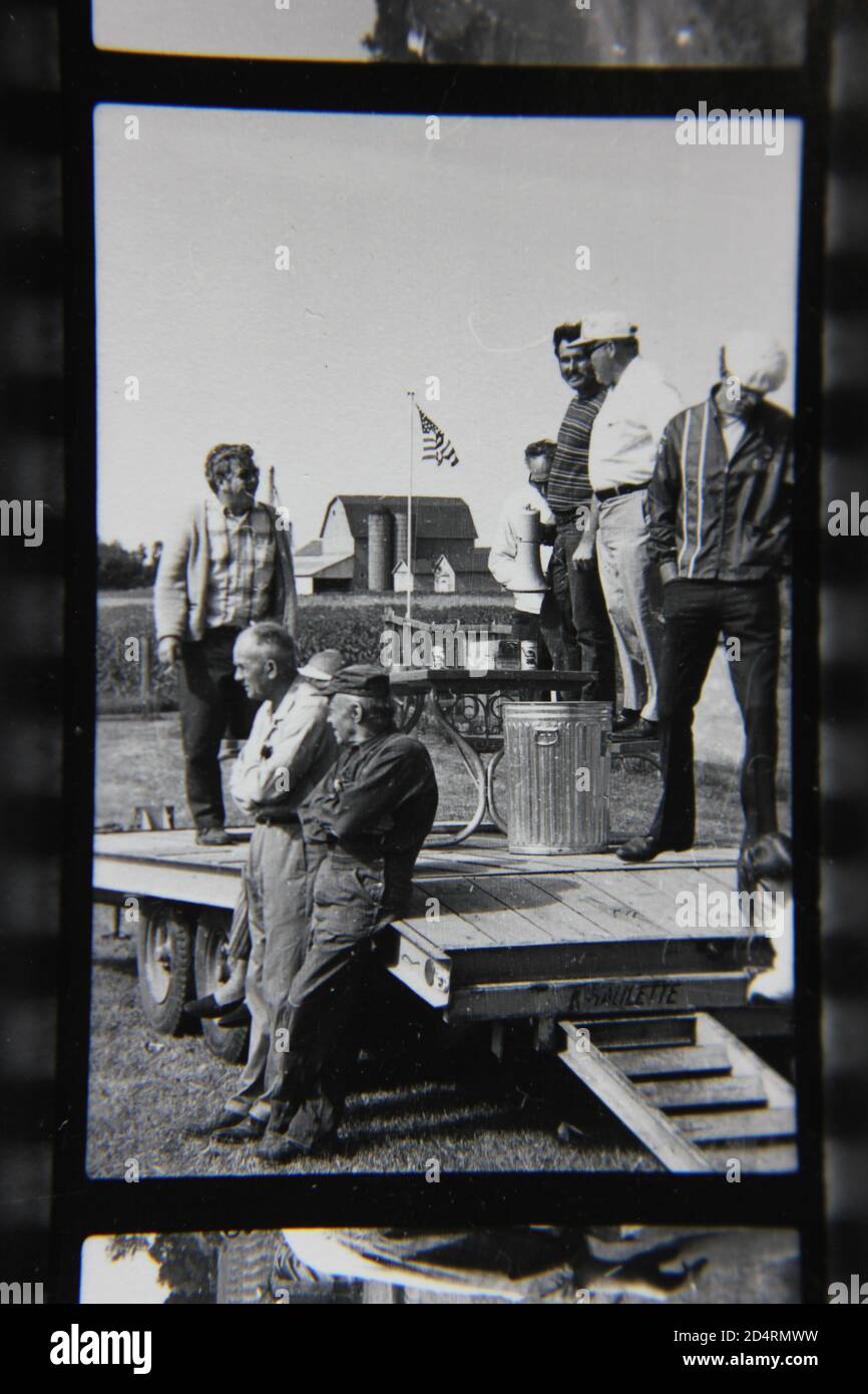 Fine 1970s vintage black and white photography of a tractor pull ...