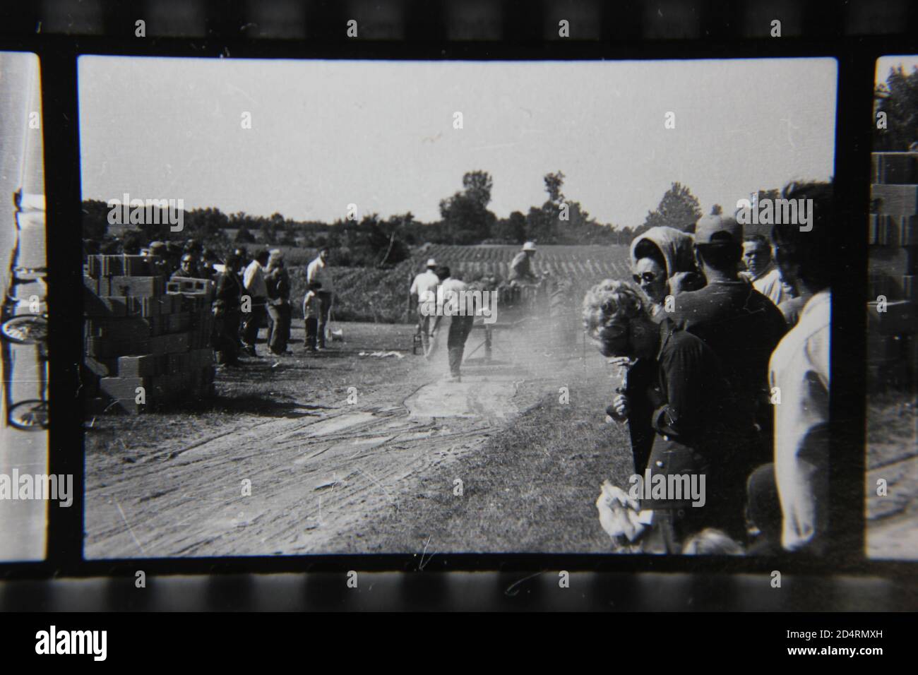 Fine 1970s vintage black and white photography of a tractor pull ...