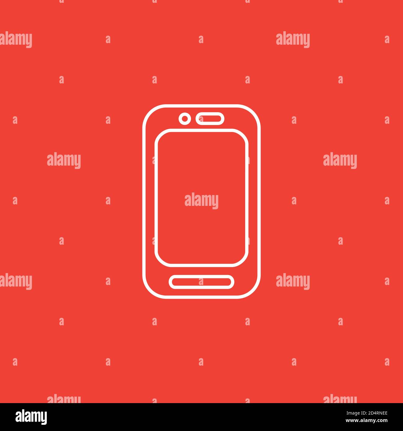 Smartphone Line Icon On Red Background. Red Flat Style Vector ...