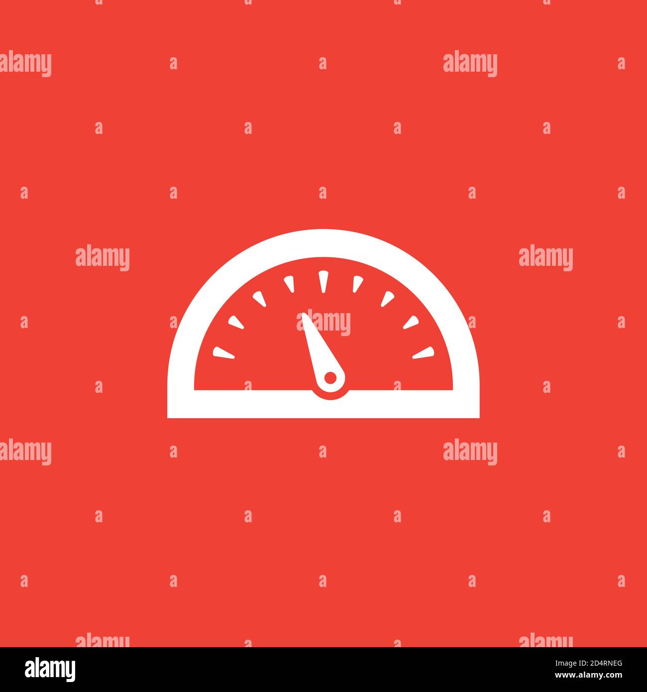 Speedometer Icon On Red Background. Red Flat Style Vector Illustration ...