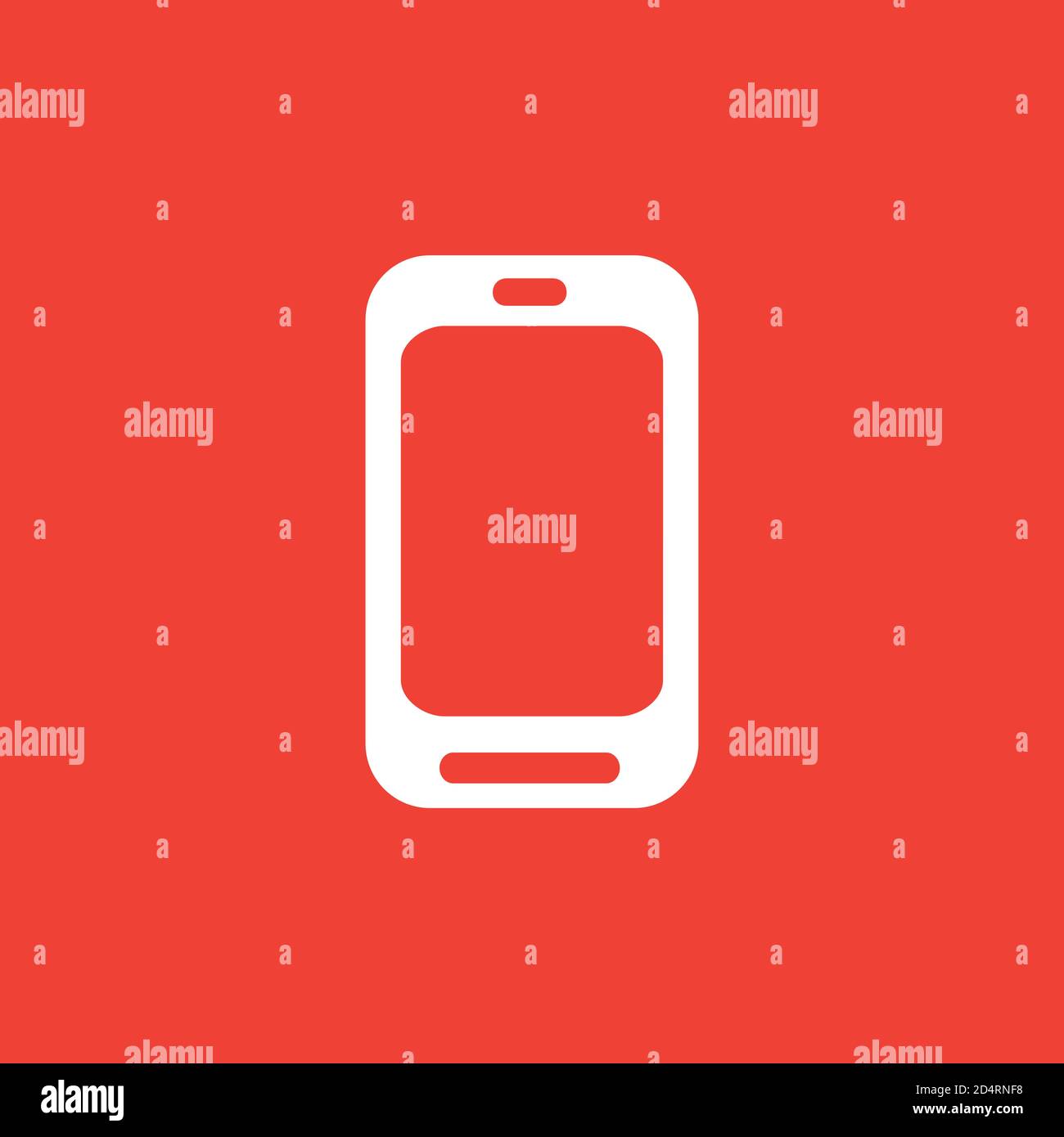 Smartphone Icon On Red Background. Red Flat Style Vector Illustration ...