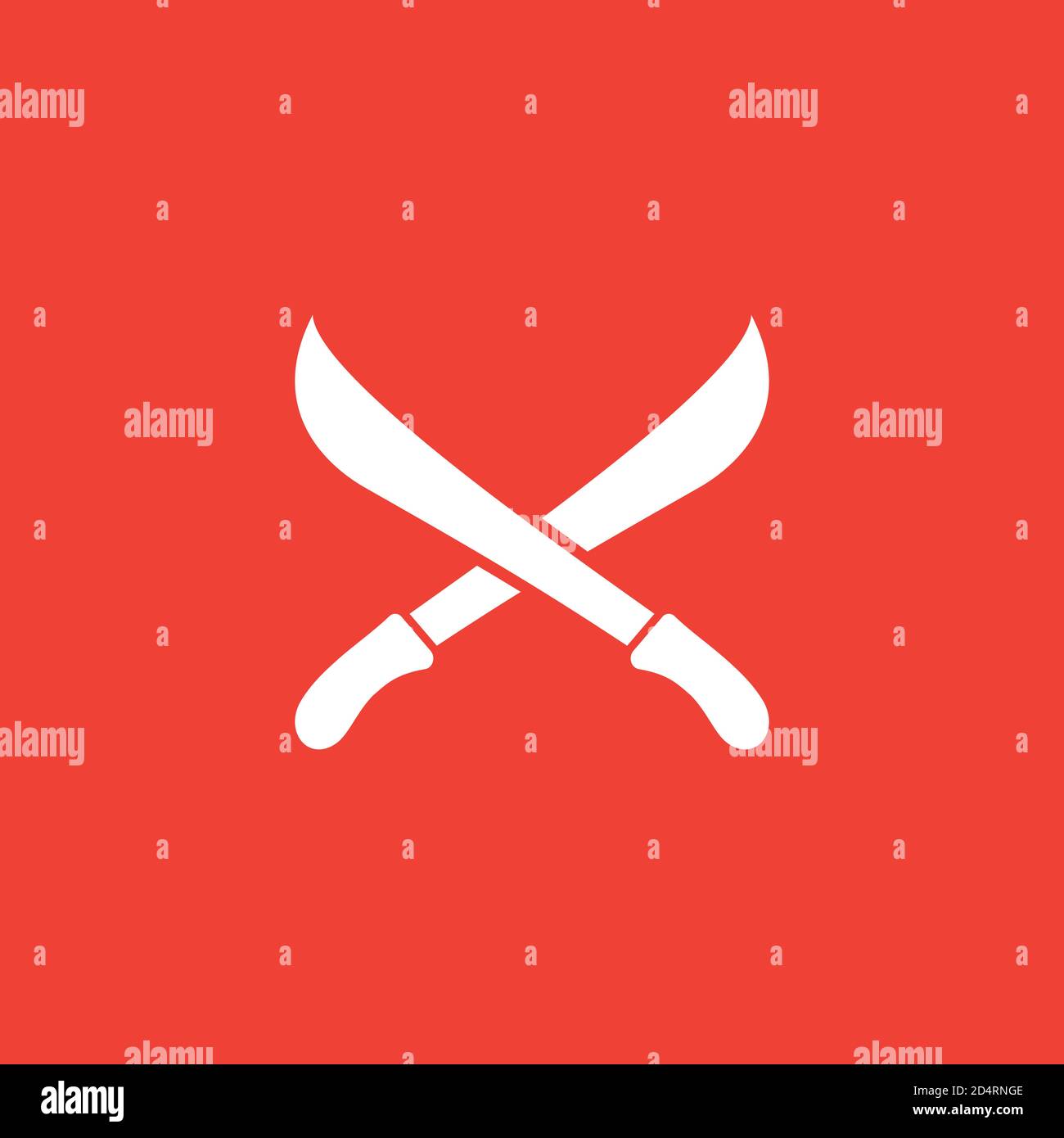 Sword Cross Icon On Red Background. Red Flat Style Vector Illustration ...