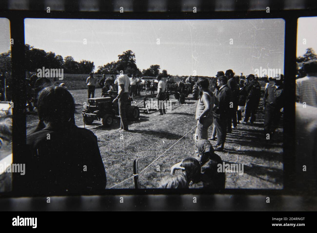 Fine 1970s vintage black and white photography of a tractor pull ...