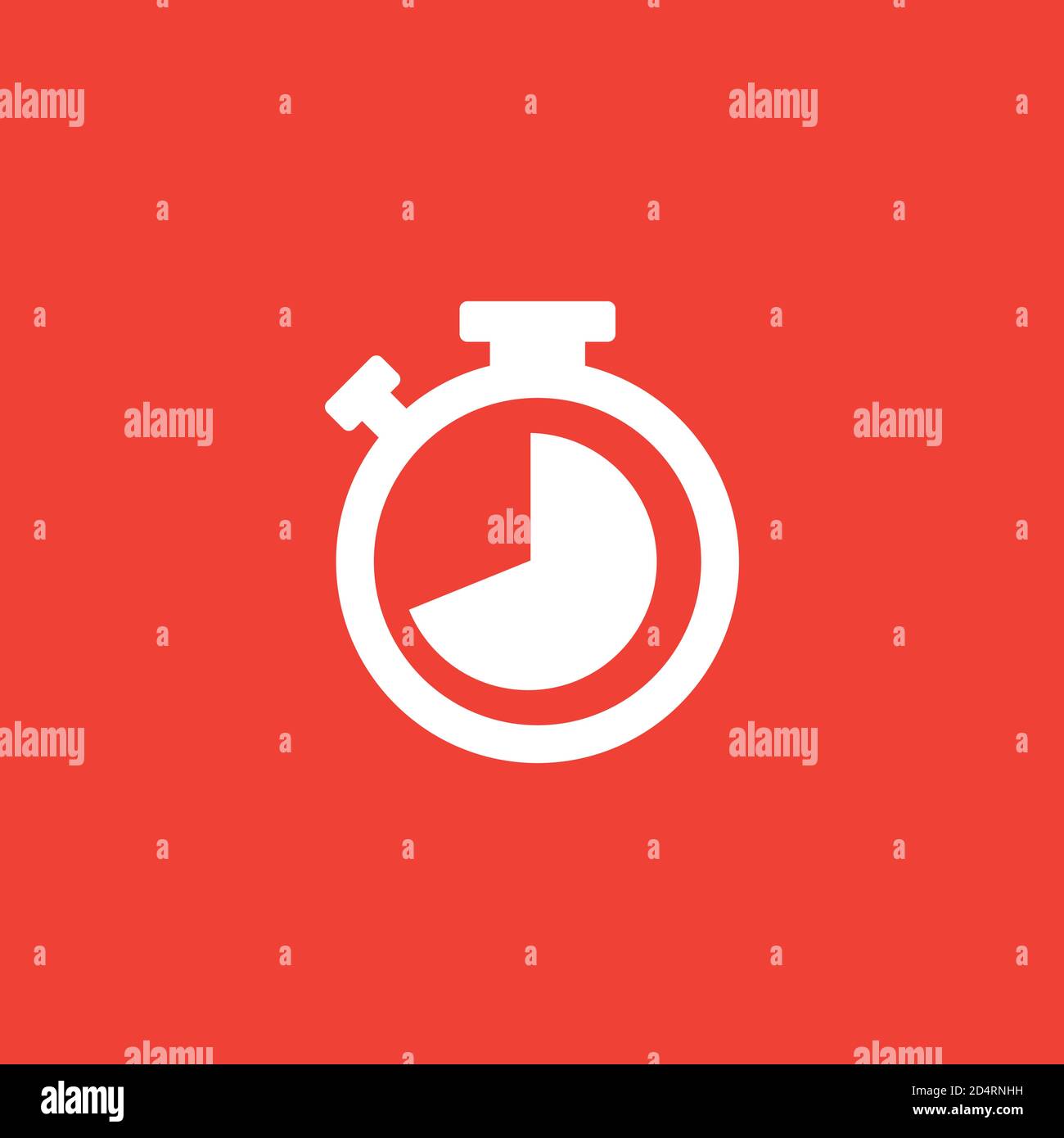 Stopwatch Icon On Red Background. Red Flat Style Vector Illustration ...