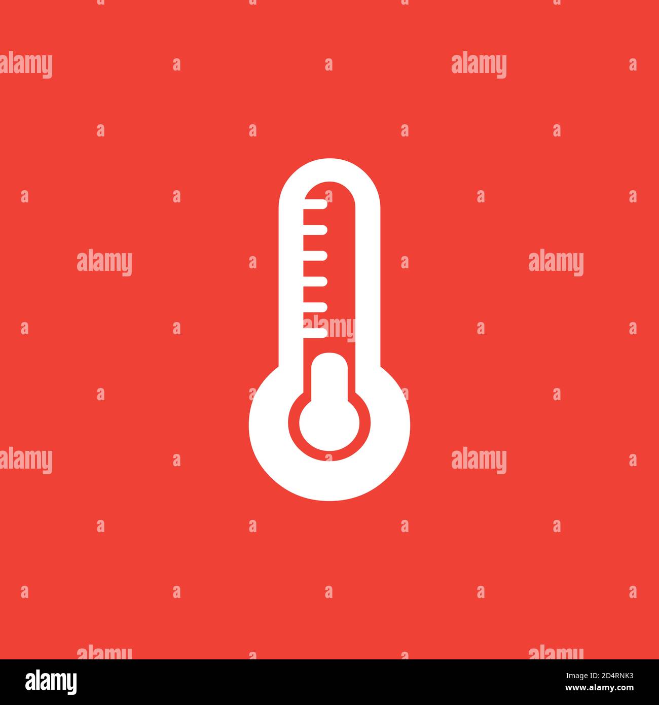 Thermometers Icon On Red Background. Red Flat Style Vector Illustration ...