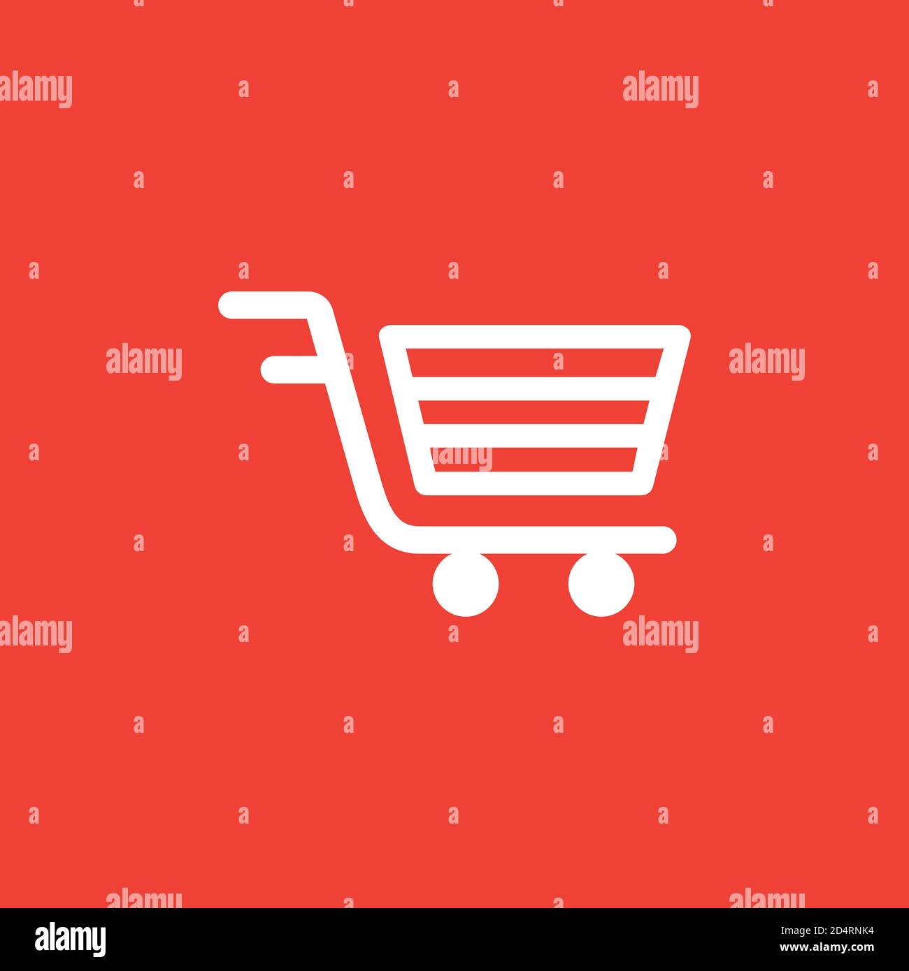 Shopping Cart Icon On Red Background. Red Flat Style Vector ...