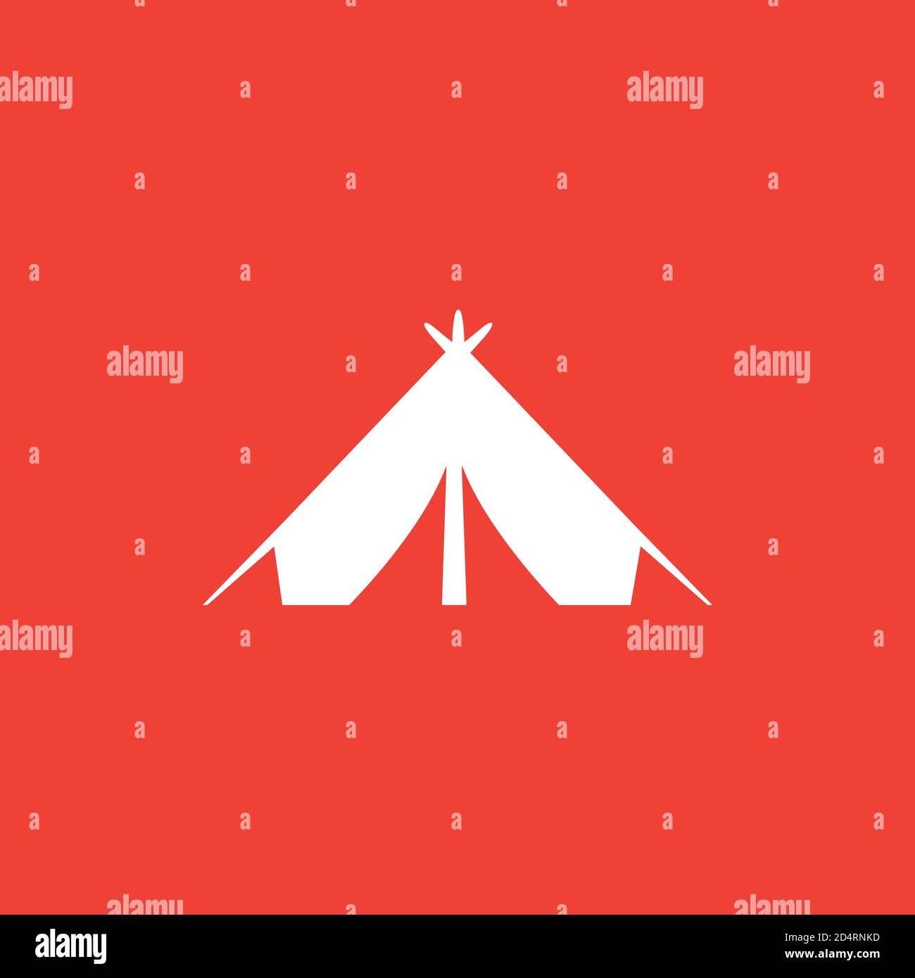 Tent Icon On Red Background. Red Flat Style Vector Illustration Stock ...