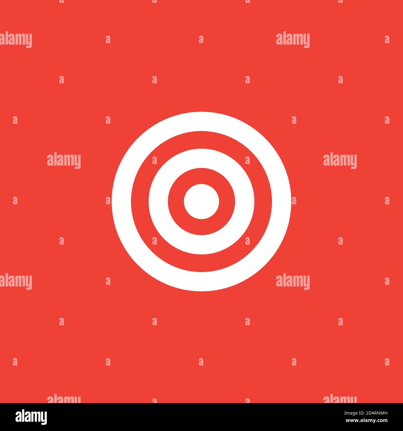Target Icon On Red Background. Red Flat Style Vector Illustration Stock ...