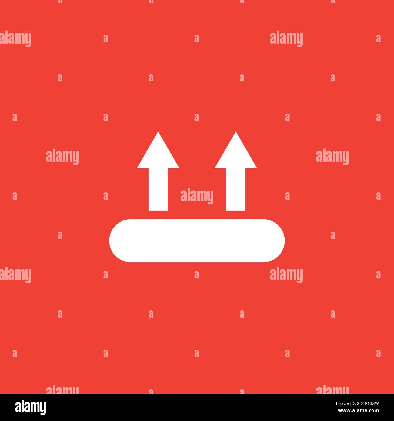 Upload Icon On Red Background. Red Flat Style Vector Illustration Stock ...