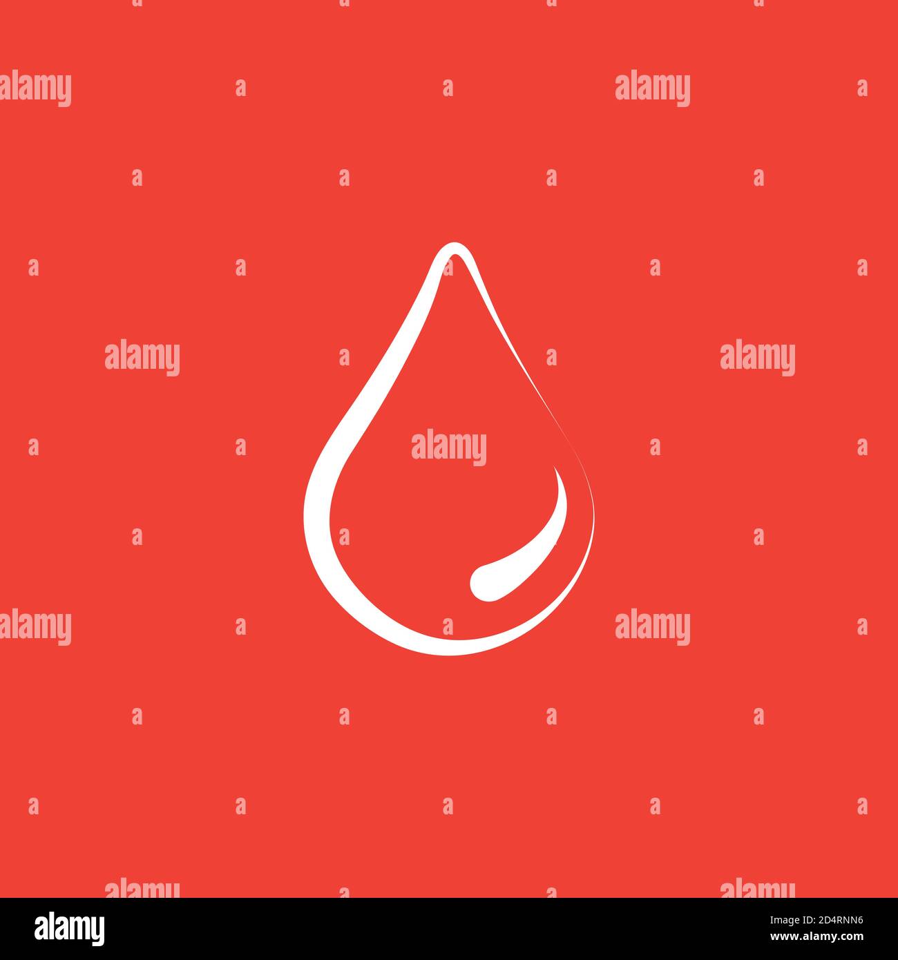 Water Drop Line Icon On Red Background. Red Flat Style Vector ...