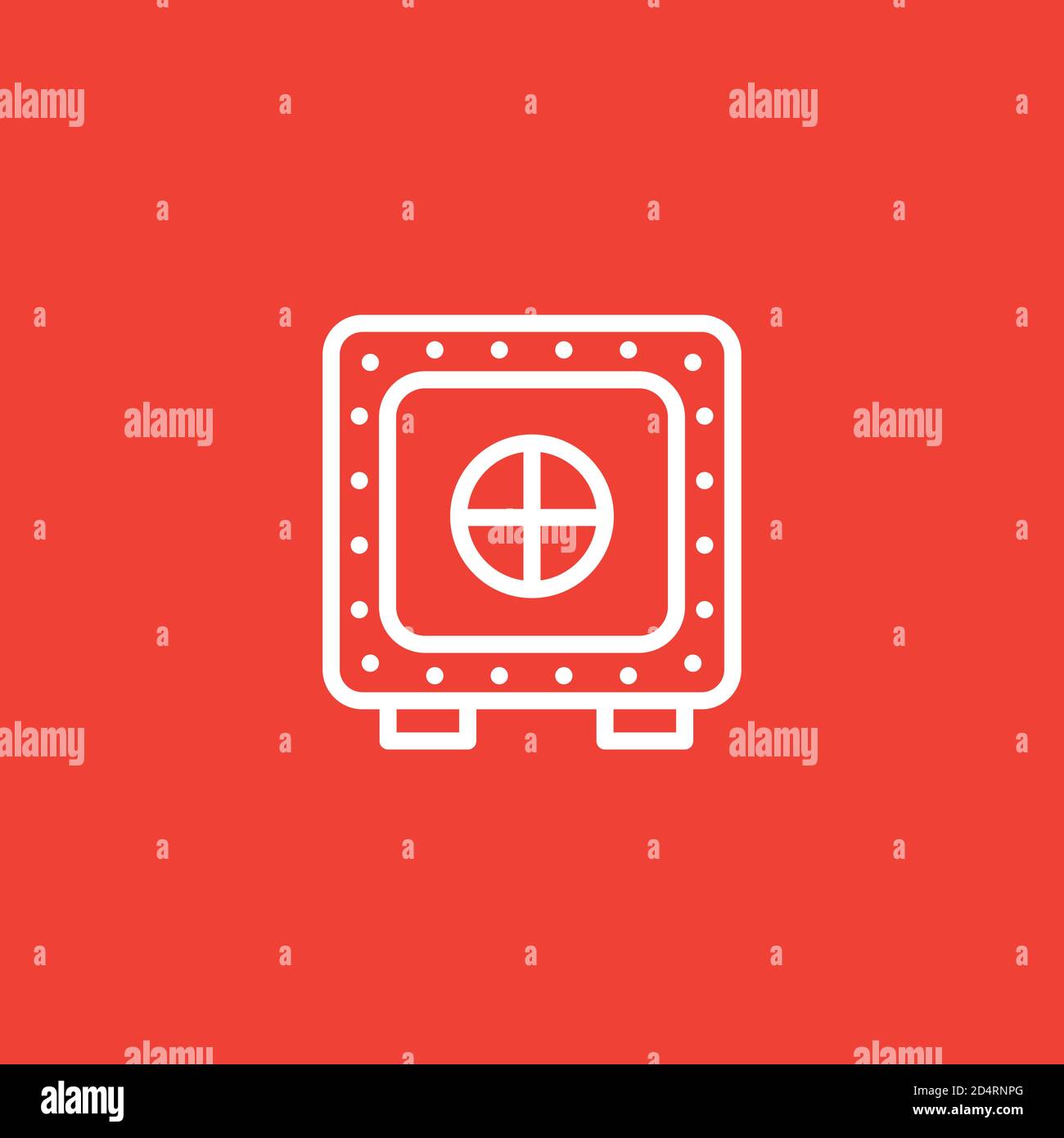 Vault Line Icon On Red Background. Red Flat Style Vector Illustration ...