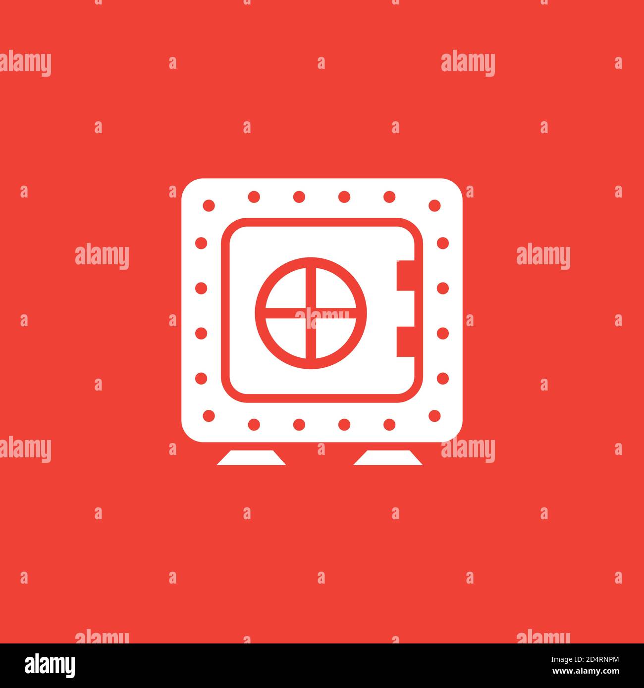 Vault Icon On Red Background. Red Flat Style Vector Illustration Stock ...