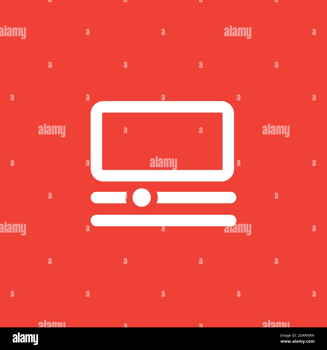 Vintage Computer Icon On Red Background. Red Flat Style Vector ...