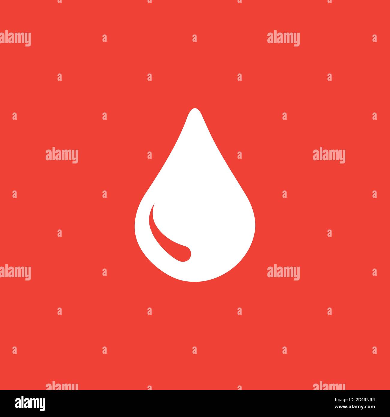 Water Drop Icon On Red Background. Red Flat Style Vector Illustration ...