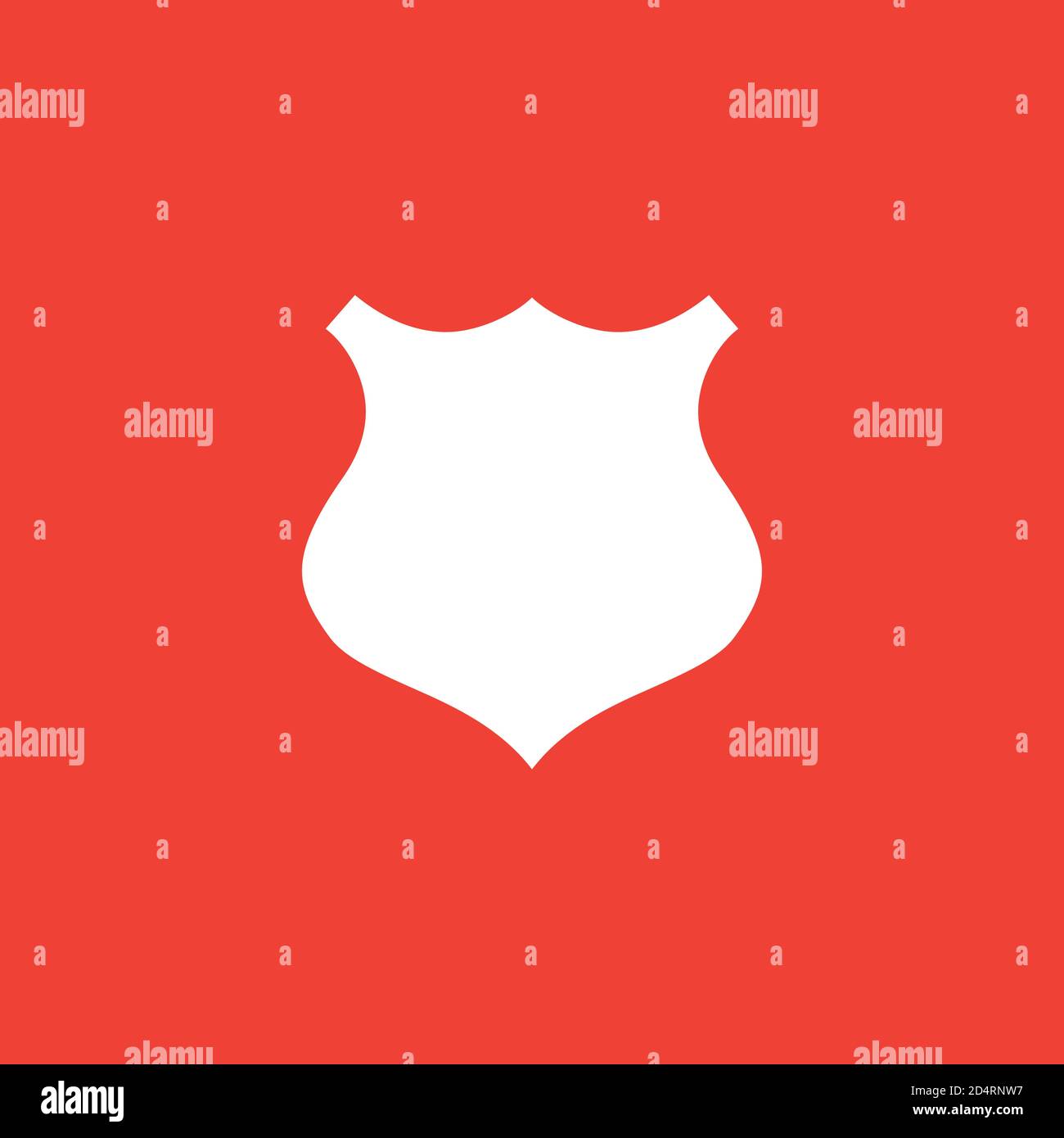 Shield Icon On Red Background. Red Flat Style Vector Illustration Stock ...
