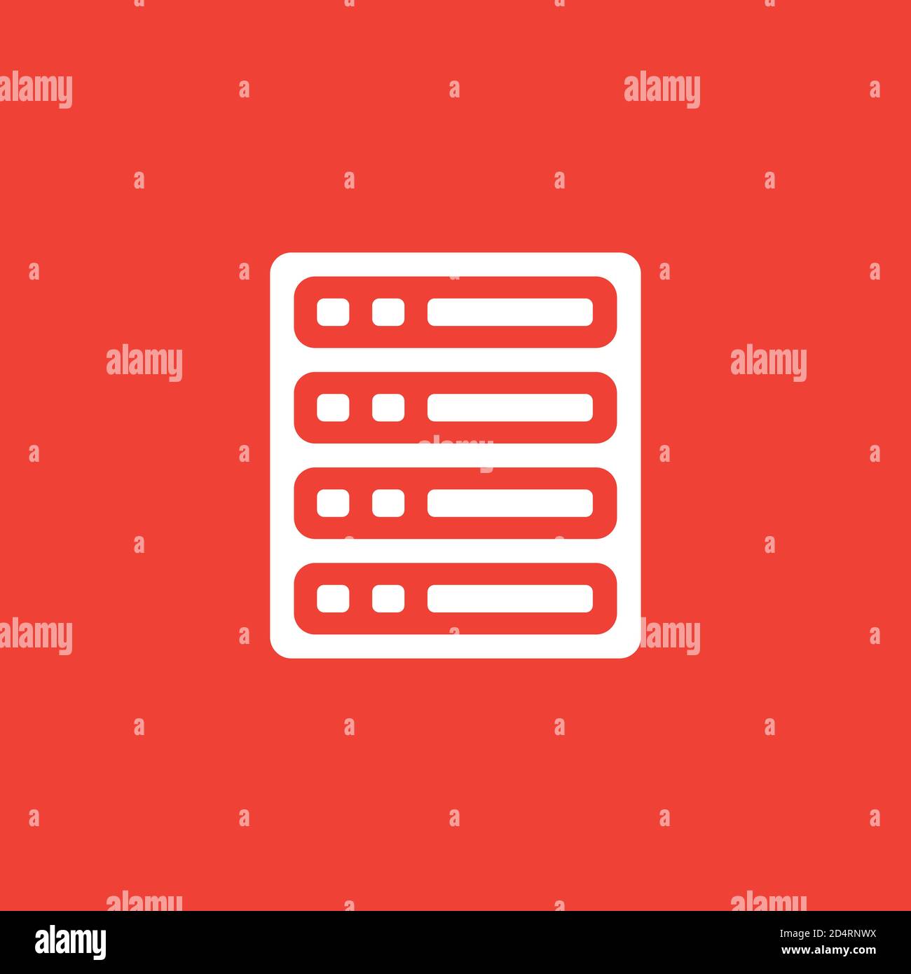 Server Icon On Red Background. Red Flat Style Vector Illustration Stock ...