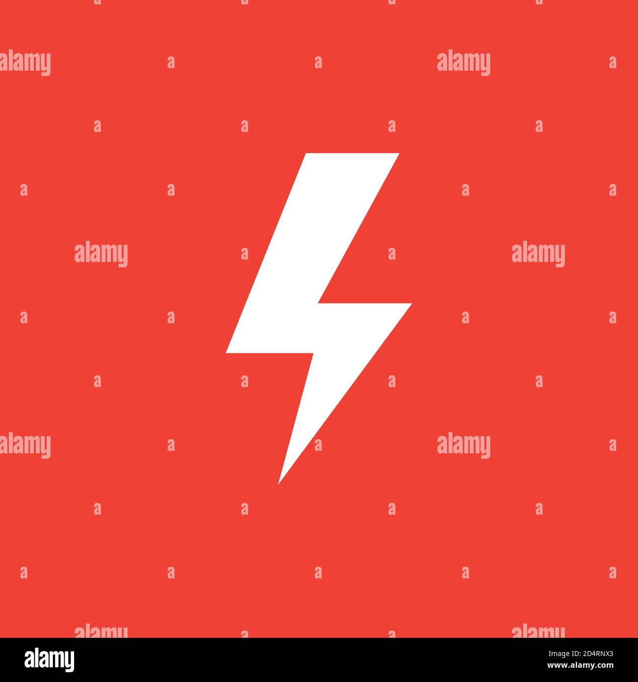 Thunderbolt Icon On Red Background. Red Flat Style Vector Illustration ...