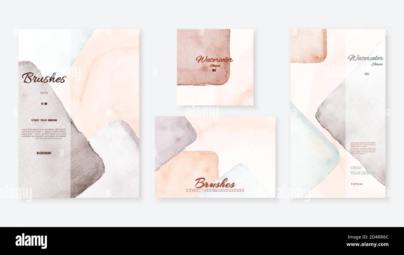 Creative abstract template background set with shape brush earth tone ...