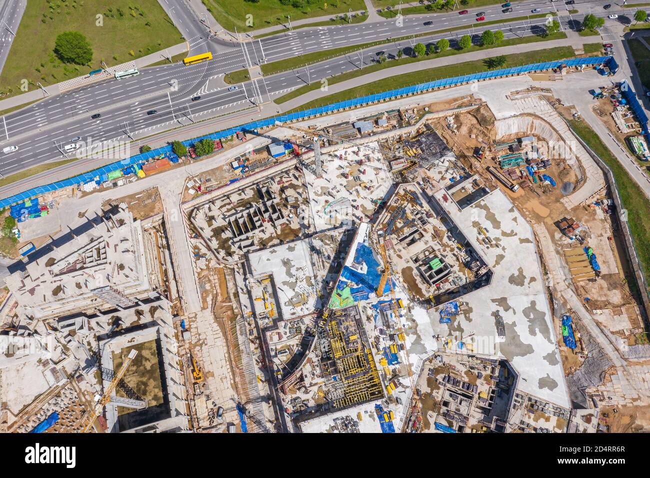 aerial image of a large commercial building during early stage of ...